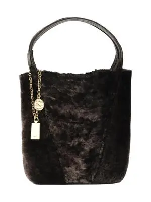 Chloé Shearling Spin Tote Bag - Black