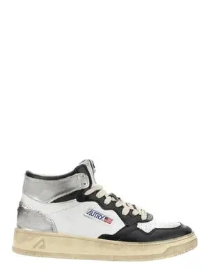 AUTRY Distressed High-top Lace-up Sneakers - Nude