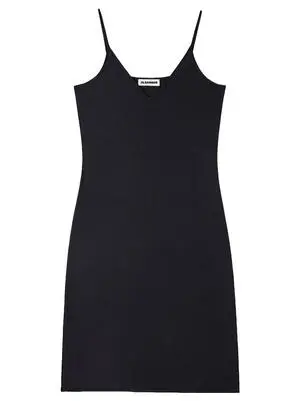 JIL SANDER V-neck Sleeveless Slip Mini Dress - Black