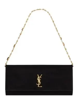 Saint Laurent Kate Clutch In Velvet - Black