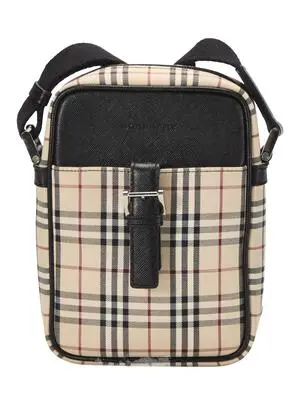 Burberry Jacquard House Check Vertical Camera Bag - Black