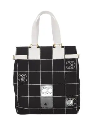 Chanel Canvas Chocolate Bar Tote - Black