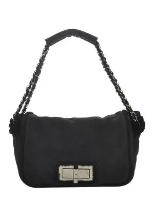 Chanel Mouton Mademoiselle Lock Shoulder Bag - Black