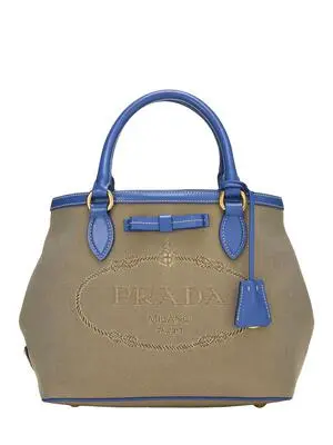 Prada Jacquard Logo Convertible Handbag - Blue