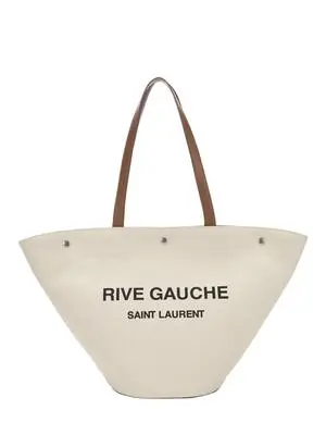 SAINT LAURENT Saint Laurent Linen Rive Gauche Bucket Tote