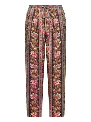 PIERRE-LOUIS MASCIA Pierre-Louis Mascia Floral Print Silk Trousers Brown