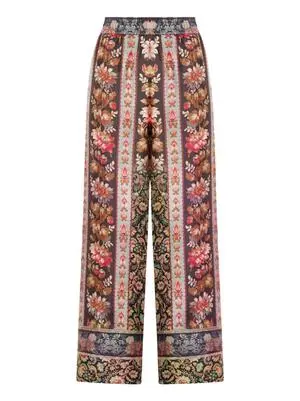 PIERRE-LOUIS MASCIA Floral-print Silk Palazzo Pants - Brown
