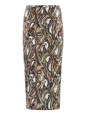 PIERRE-LOUIS MASCIA Ranat Swirl-print Midi Skirt - Brown