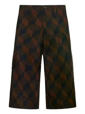 PIERRE-LOUIS MASCIA Geometric-pattern Cargo Shorts - Brown