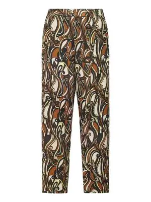 PIERRE-LOUIS MASCIA Beatex Swirling-pattern Wool Trousers - Brown