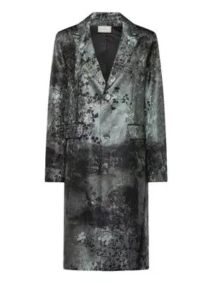 PIERRE-LOUIS MASCIA Floral-motif Notched-lapel Coat - Grey