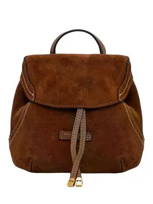 GIANNI CHIARINI GIANNI CHIARINI Violette Contrast-Stitch Suede Backpack Brown