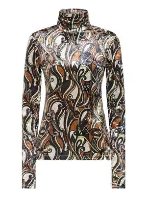 PIERRE-LOUIS MASCIA Ranat Swirl-motif Turtleneck Top - Brown