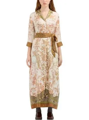 PIERRE-LOUIS MASCIA Floral-print Silk Maxi Shirt Dress - Neutrals