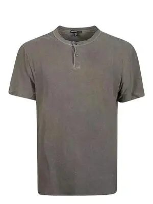 JAMES PERSE Henley-neck Short-sleeve T-shirt - Brown