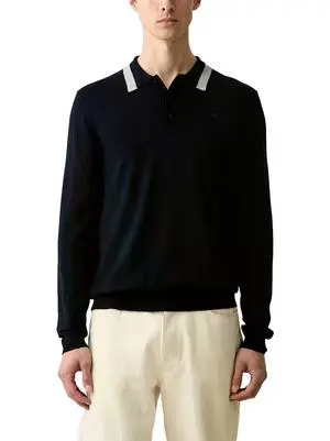 TRUSSARDI Contrast-collar Polo Shirt Blue