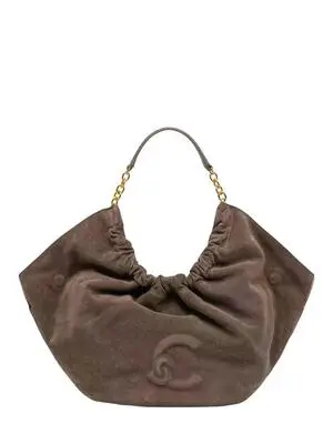 COCCINELLE Embossed-logo Suede Tote Bag - Brown