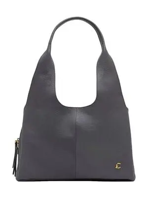 COCCINELLE Nell Logo-plaque Pebbled-leather Tote Bag - Grey