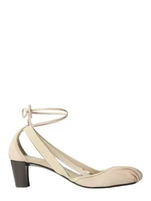 LEMAIRE Pedille Heeled Ballerinas In Goat Leather Neutrals