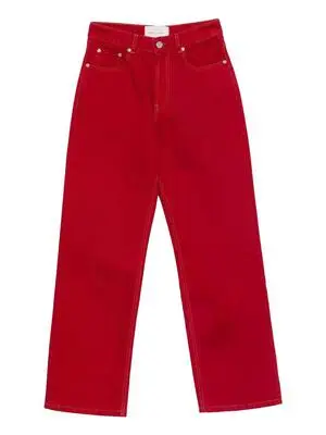 AMI Paris Contrast-stitch Straight-leg Jeans - Red