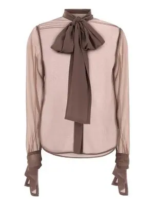 SAINT LAURENT SAINT LAURENT Silk Pussy Bow Blouse