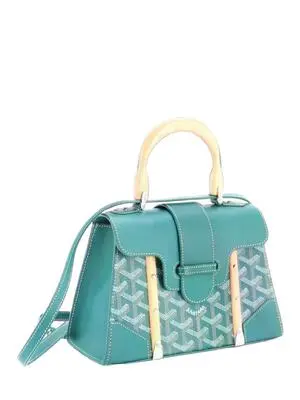 Goyard Structured Saigon Top Handle Bag Coated Canvas With Leather Mini Satchel - Green
