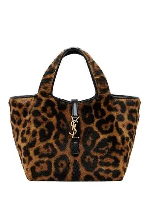 Saint Laurent Le 5 À 7 Bea Baby Calf Hair Top-handle Bag - Brown