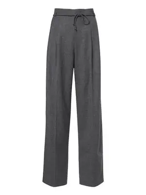Max Mara Belted Cashmere-blend Wide-leg Pants - Grey