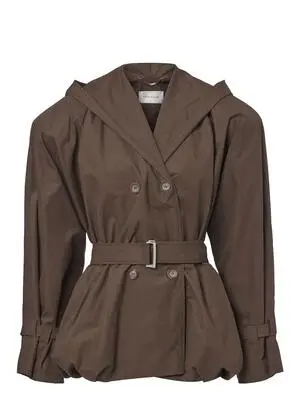 Magda Butrym Belted Hooded Cotton Jacket - Brown