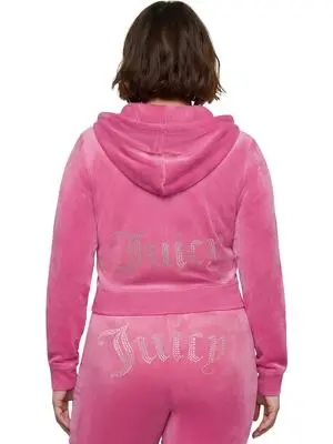 Juicy Couture Juicy Couture Velvet Zip Up Hoodie Bubblegum