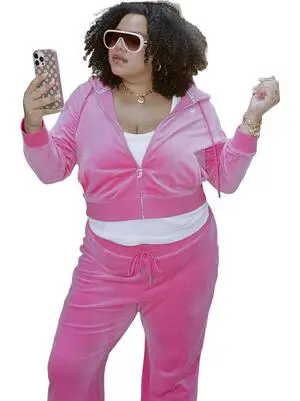 Juicy Couture Velvet Zip Up Hoodie - Bubblegum