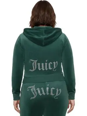 Juicy Couture Velvet Rhinestone Hoodie - Junebug