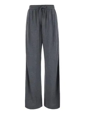 Brunello Cucinelli Cotton Blend Monil Detail Trousers - Gray