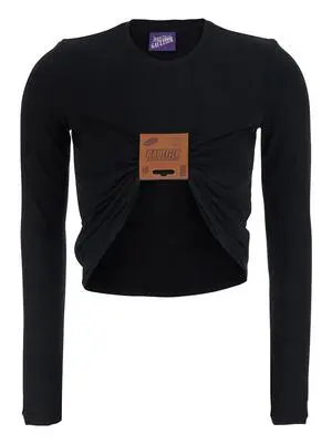 JEAN PAUL GAULTIER Long Sleeve Top With Leather Detail - Multicolor