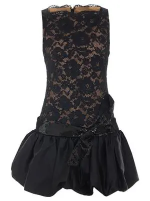 SELF-PORTRAIT Sequin-embellished Lace Mini Dress - Black