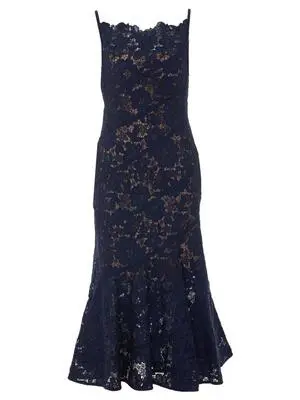 SELF-PORTRAIT Spiral Lace Midi Dress - Blue