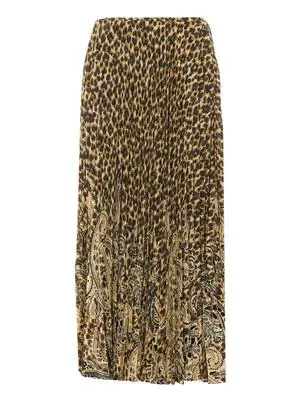 Etro Animal Print Pleated Skirt - Multicolor