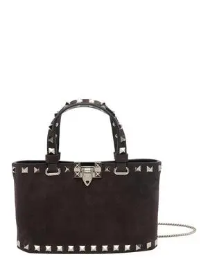 Valentino Garavani Mini Suede Rockstud Handbag - Brown