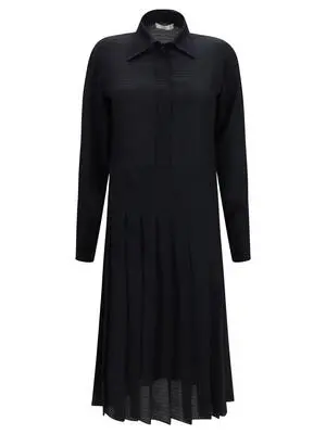 Fendi Long Jacquard Silk Dress - Black