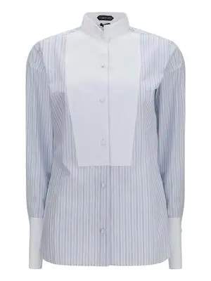 TOM FORD Striped Shirt With Front Detail - Blue