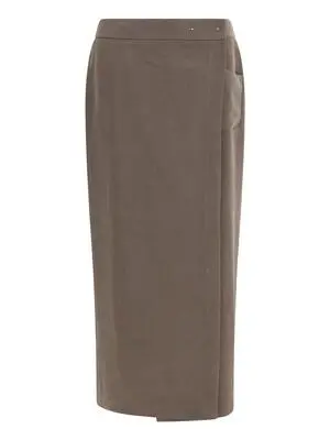 Giorgio Armani Silk And Wool Wrap Long Skirt - Brown