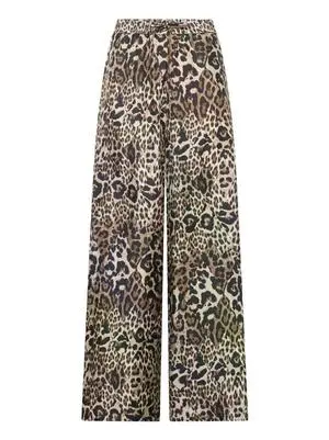 PIERRE-LOUIS MASCIA Aloe Leopard-print Silk Palazzo Pants - Brown