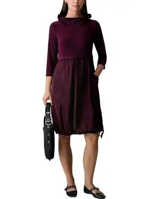 Joseph Ribkoff Funnel-neck Drawstring-hem Mini Dress - Purple