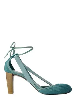 LEMAIRE 80mm Pedille Heeled Ballerinas In Pony-Style Leather Blue