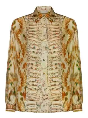 PIERRE-LOUIS MASCIA Silk Ruched Shirt - Neutrals