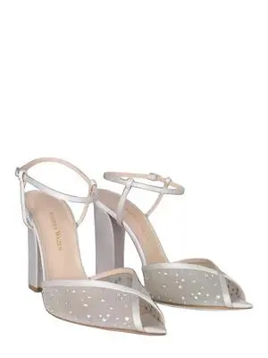 ANDREA WAZEN Katy Crystal-embellished Mesh-panel Sandals - Silver