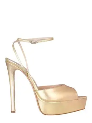 ANDREA WAZEN Metallic-effect Platform Sandals - Gold