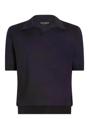 Dolce & Gabbana Silk Knit Polo Shirt - Blue