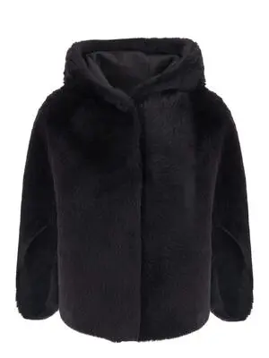 SUPREMA Shearling Coat With Hood And Zip - Brown
