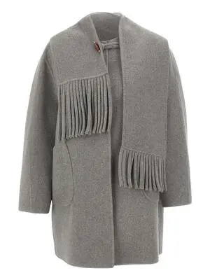 ELENA MIRO` ELENA MIRO` Coat With Frog Fastenings And Fringed Scarf
